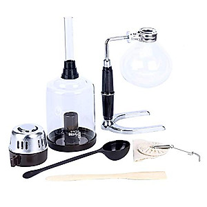 Homend 5 Cup Tabletop Siphon (Syphon) Coffee Maker with Alcohol Burner, Plastic Coffee Powder Spoon, Filter Cloth and Wooden Stirrer