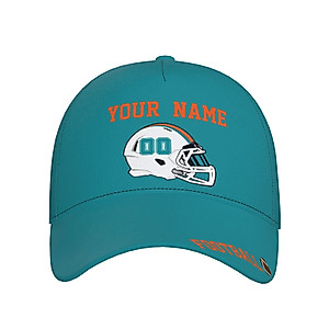 Miami Custom Hat Football Sports Caps Personalized Adjustable Any Name and Number Gifts for Dad Men Kids Fans