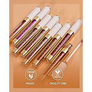 MAKI YIKA Pink Lipstick for Women Metallic Lipsticks Long Lasting Glitter Lipstick No Smudge No Transfer Full-Coverage Liquid Lip Gloss, Pink Flower