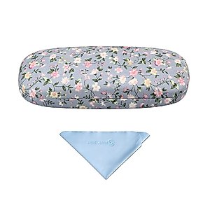 PERFECTSIGHT Hard Shell Portable Eyeglass Case Floral Glasses Case Fabric Surface Women Eyeglass Case for Women & Girls (Blue)