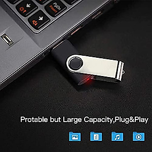 32GB USB Flash Drives 5 Pack, TYSHCY 32 GB USB 2.0Thumb Drives Swivel Memory Stick Jump Drive Zip Drive with LED Light for Data Storage Backup, Black