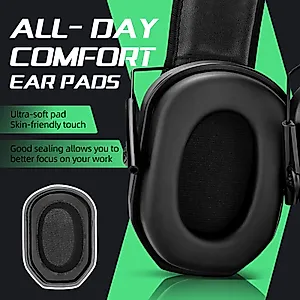 KAYNN 018 Ear Protection 2 Pack Hearing Protection for Shooting Gun Range,27dB NRR Noise Cancelling Safety Ear Muffs for Shooting Mowing(2Pack-Black&Green)