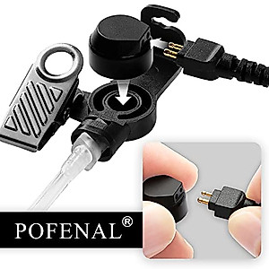 POFENAL Compatible with BF UV-5R, BTECH, Kenwood, retc 15 /Retevis RT21 RT22 Walkie Talkie with Big PTT Mic Tansparent Air Acoustic Tube Headset 2-Wire 2 Pin Earpiece Surveillance Kit