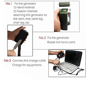 Yengsen Hand Crank Generator 30W 0-28V Portable Dynamo Phone Charger Military for Outdoor Mobile Phone Computer Charging with USB Plug (Green)