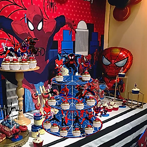 Miles Morales 3 Tier Cardboard Cupcake Stand Spider Hero Treat Stand Cupcake Holder Spidey Themed Party Decorations Supplies for Kids Fans Birthday Party