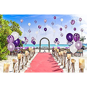 50 Pcs 12 Inches Purple and White Balloons, Purple Confetti Balloons, Purple and Lavender Balloons, Helium Balloons for Wedding Birthday Party Decorations Balloon Garland Arch Purple Theme Graduation