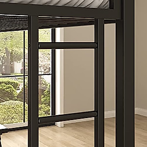 IMUsee Loft Bed Frame for Juniors&Adults, Metal Loft Bed Twin Size with Safety Guardrail&Removable Ladder, Space-Saving, Noise Free, Matte Black