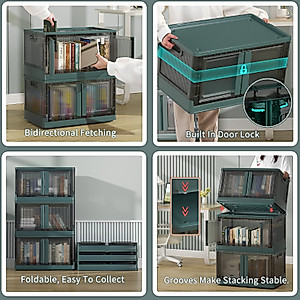 Kitchen Organization - Collapsible Food Storage Containers, Plastic Under Sink Organizers and Storage, 8.4 Gal Spice Organizer, Stackable Kitchen Sink Organizer, Stackable Storage Bins with Wheels