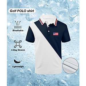 ZITY Golf Polo Shirts for Men Short Sleeve Athletic Tennis T-Shirt Navy White XL