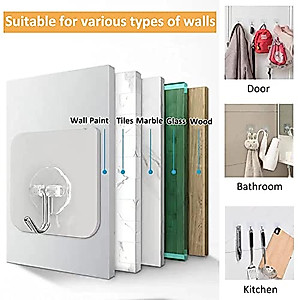 Starsea Wall Hooks, 42 Packs Heavy Duty Self Adhesive Hooks 22lb(Max) Waterproof and Oilproof, Transparent Hooks for Kitchen and Bathroom/Ceiling/Hanger