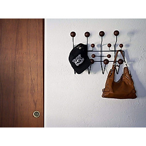 Classic Mid Century Hang it All Coat Rack, Modern Wall Mounted Coat Hooks with Painted Solid Wooden Balls(Multi Colors Available) (Dark Walnut)