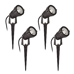 Tento Lighting 60cm Extended Wires Low Voltage Outdoor Backyard Lawn Spotlight Landscape Garden Wall Lighting COB LED Lights, Cool White, 12v 5w (500lm) (4/Pack)