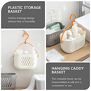 DOITOOL Hanging Shower Caddy Plastic Hanging Shower Basket Portable Kitchen Organizer Storage Basket with Hook for Home Bathroom Kitchen, White Plastic Shower Caddy Basket