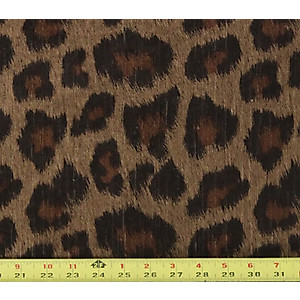 Chenille Velvet Upholstery Drapery Fabric Brown Leopard Panthera Toffee / 54" w/Sold by The Yard