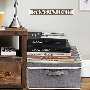 XYXYLY 2 Packs Foldable Storage Bins with Lid, Collapsible Fabric Storage Box with Cover, Stackable Cube Closet Organizer Containers for Bedroom, Office, Closet, Toys, Books, Grey