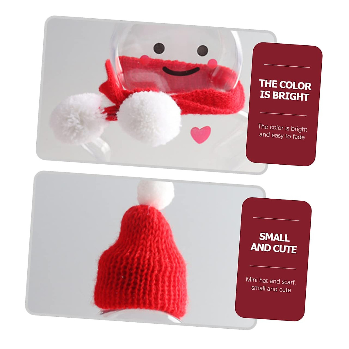 WHAMVOX Mini Beanie and Scarf Set Miniature Santa and Christmas Hats Scarves Bottle Covers for Holiday Decorations
