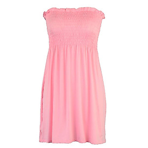 Women's Sleeveless Adjustable Strappy Summer Beach Floral Flared Swing Dress Casual Fit Pink