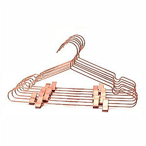 Koobay 16.5" Adult Rose Gold Metal Wire Clips Clothes Hangers, 25 Pack, Shiny Wire Clips Coat Suit Clothes Hangers Storage