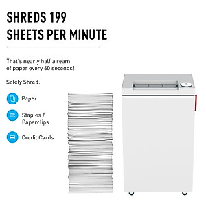 IDEAL 2445 Cross-Cut Deskside Paper Shredder for Office, Continuous Operation, 11-13 Sheet, 9 Gal. Bin, 1/2 HP Motor, P-4 Security Level