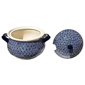 Polish Pottery Soup Tureen with Ladle Zaklady Ceramiczne Boleslawiec 1004/1367-120 Classic Pattern, 13.4 cups