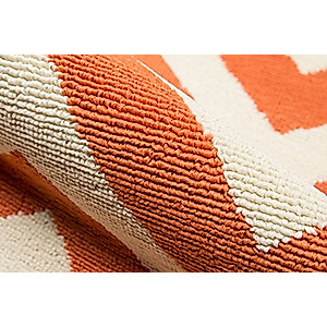 Momeni Rugs , Baja Collection Contemporary Indoor & Outdoor Area Rug, Easy to Clean, UV protected & Fade Resistant, 1'8" x 3'7", Orange