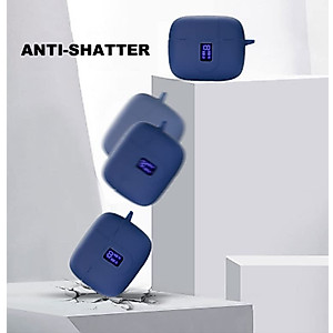 smaate Earbuds Case Compatible with TAGRY X08 Wireless Earbuds, Silicon Protective Cover with “S” Shaped Dual Carabiner, with Window for LED Display