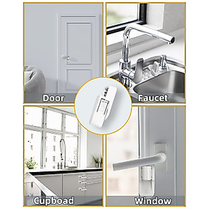 Childproof Door Lever Lock AOSITE 4 Pack Door Handle Lock 3M Adhesive Baby Safety Door Lever Locks for Toddlers Child Safety Locks for Doors Prevent Toddlers from Opening Doors No Tools Need or Drill