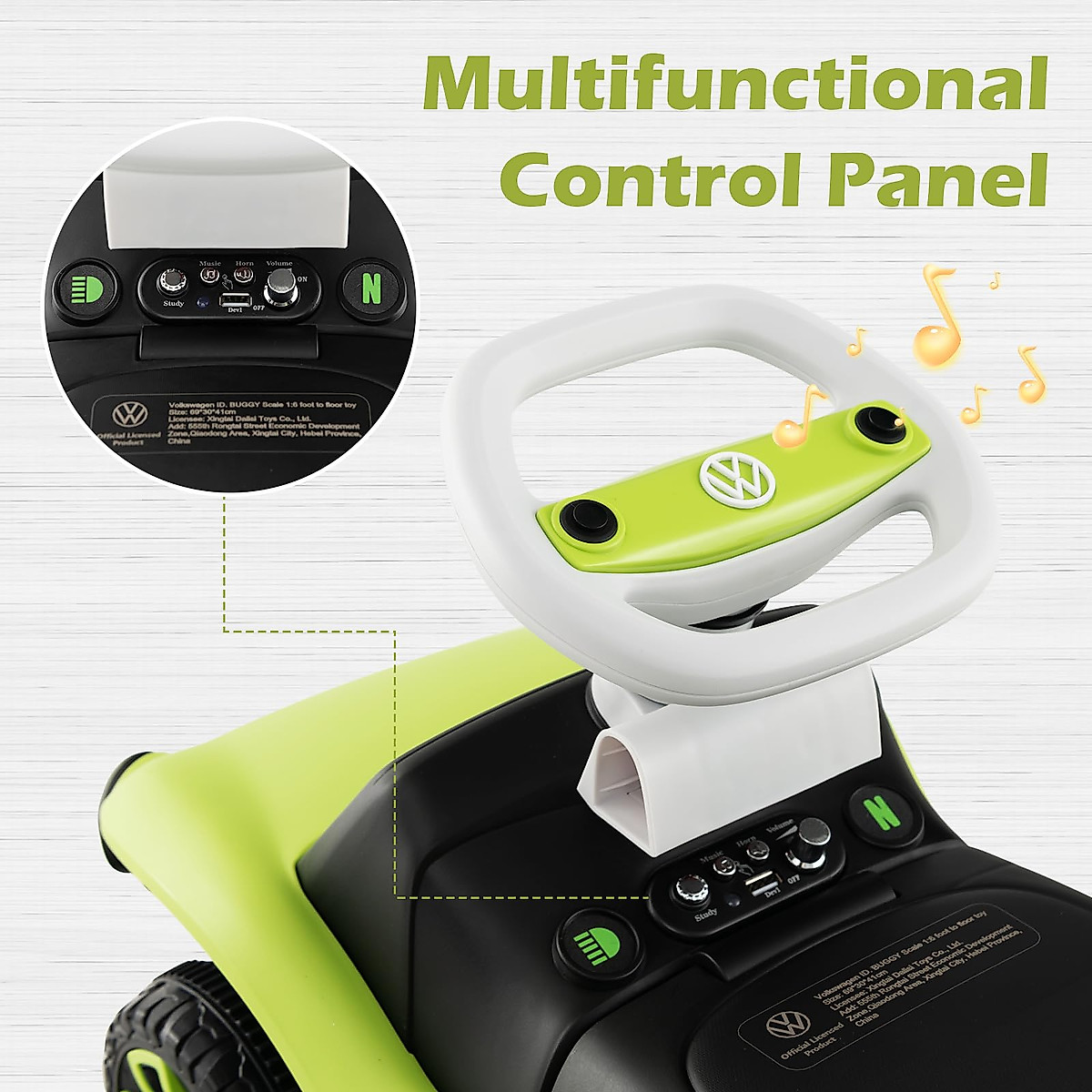 INFANS Ride on Push Car, 3 in 1 Licensed ID. Buggy Stroller Sliding Walking Car with Sun Canopy, Adjustable Handle, Guardrails, Foot-to-Floor Toy for 12-36 Months (Volkswagen)