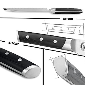 Kitory 8 Inch Chef Knife MTD06 + 7 inch Santoku Knife MTD05 - Forged German High Carbon Steel - Ergonomic Pakkawood Handle-Gift Box - Metadrop Series