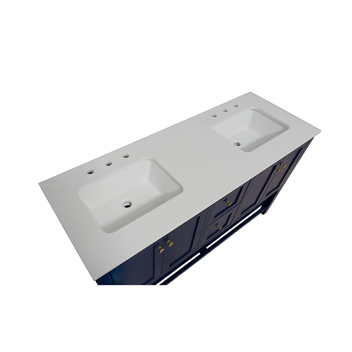 Kitchen Bath Collection Lakeshore 60-inch Double Bathroom Vanity (Engineered White/Royal Blue): Includes Royal Blue Cabinet with Engineered White Countertop and White Ceramic Sinks