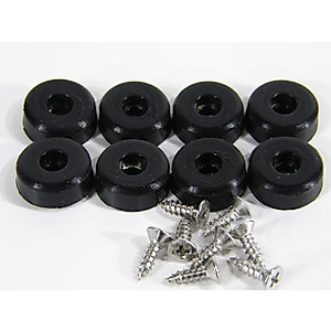 Small Silicone Rubber Bumpers 9/16" DIA Low Profile for Cutting Boards (8, Black)