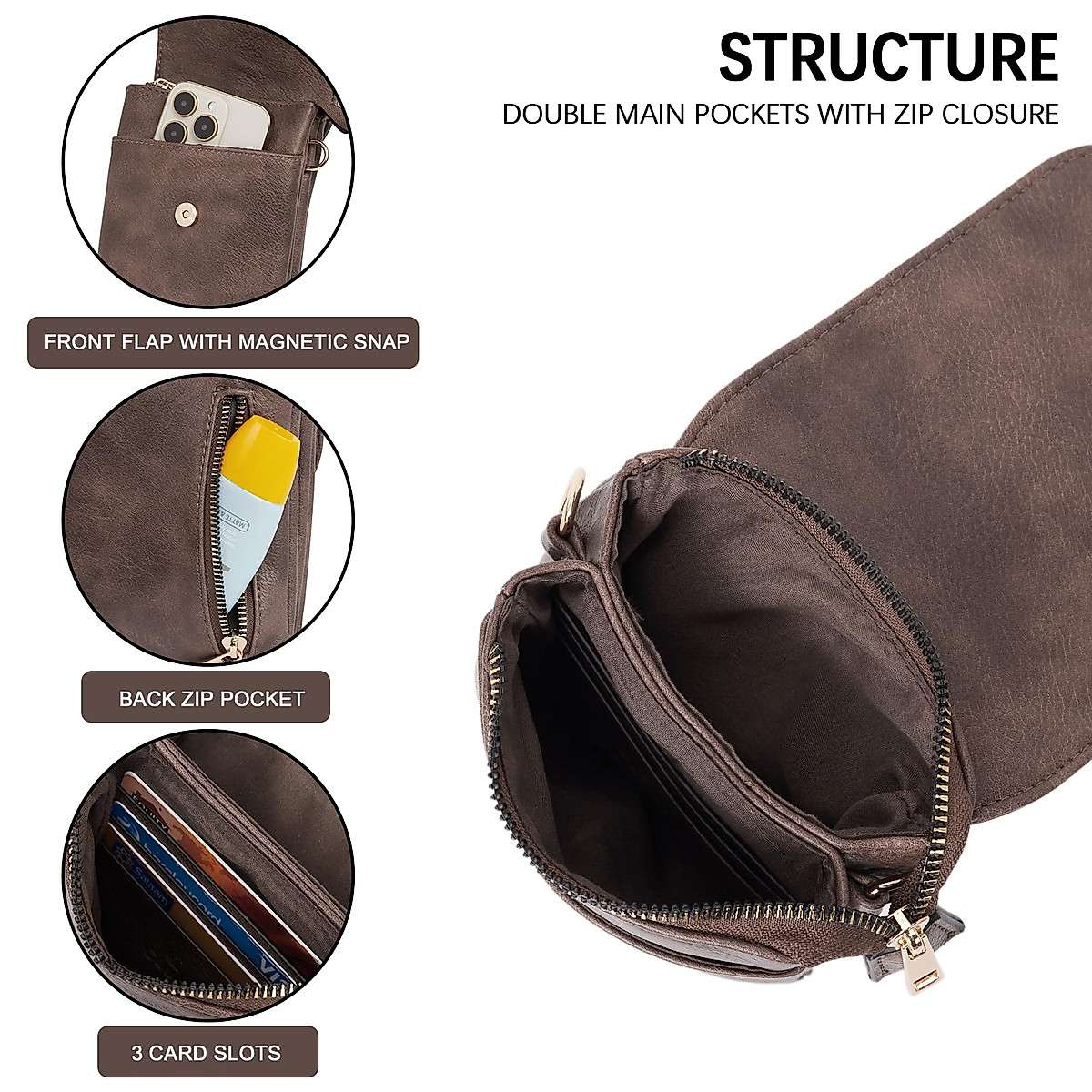 CLUCI Backpack Purse for Women + Small Crossbody Bag