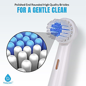 Pursonic Rotating Electric Toothbrush Heads - 8 Pack Electric Toothbrush Replacement Brush Heads for Teeth and Gum Care - Tooth Brush Heads for RET20USB, RET20USB-BK & RET200 (White)