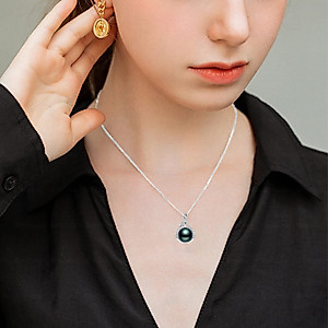 NONNYL Tahitian Black Pearl Necklace, Mothers Day Gifts for mom Wife women Girlfriend Her on Valentines Day gifts for her gifts Anniversary Christmas day gifts Birthday day Gifts Jewelry for Women