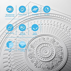 Art3d 12-Pack Drop Ceiling Tiles 2x2 FT, Decorative Easy Install PVC Ceiling Panels for Interior Kitchen Bathroom Basement, 24x24 Inch, White