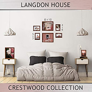 Langdon House 4x6 Picture Frames (Cherry Stained, 3 Pack), Solid Wood 4 x 6 Traditional Photo Frames with Wall Mount Hooks and Table Top Easel, Crestwood Collection