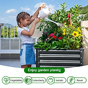 Land Guard Galvanized Raised Garden Bed with Legs, 48×24×32in Large Metal Elevated Raised Planter Box with Drainage Holes for Backyard, Patio, Balcony, 400lb Capacity(Grey)……