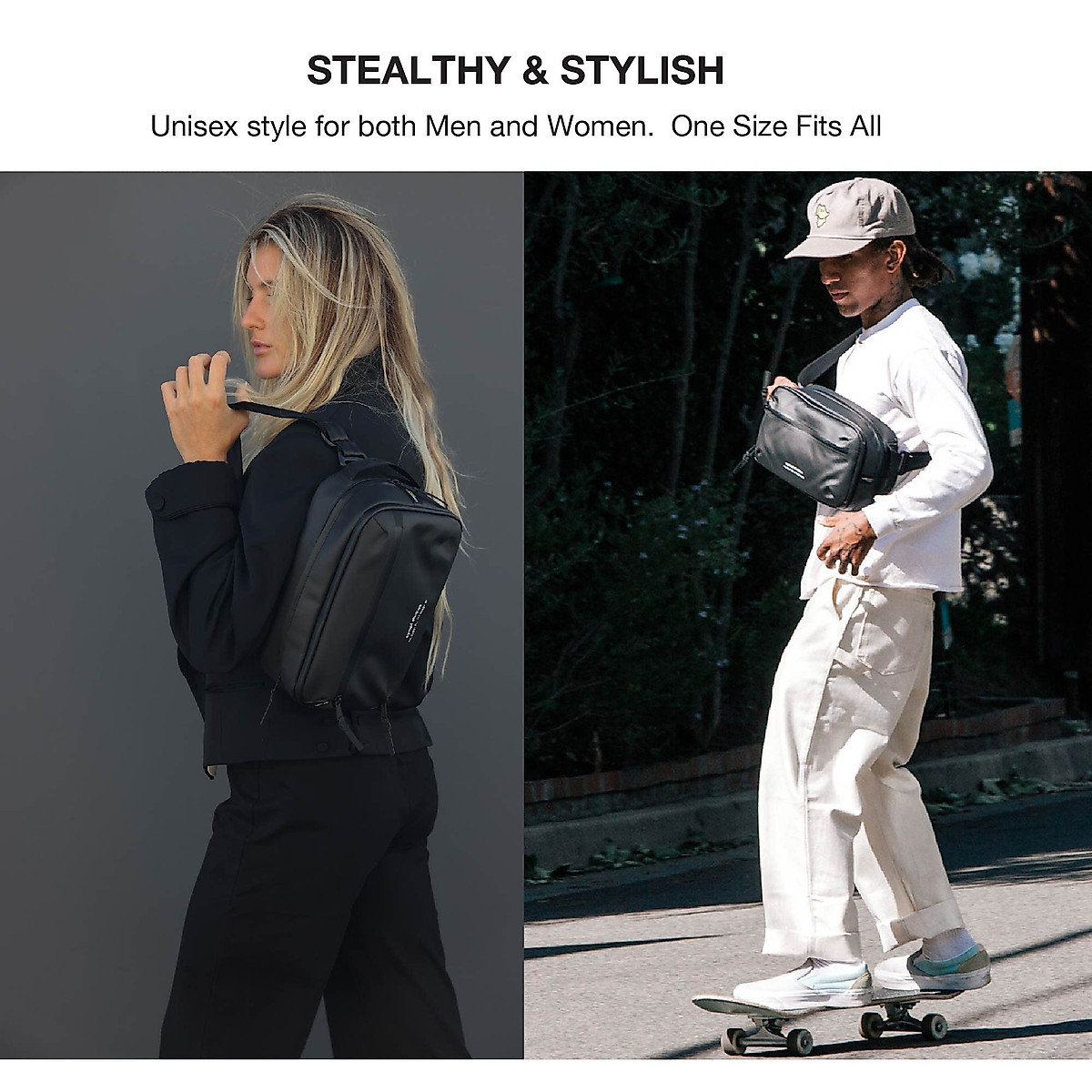 SYMPL 5L Waterproof Small Black Sling Crossbody Adjustable Shoulder Bag for Men Women, Eco-Friendly Multipurpose use as Toiletry, Dopp Kit, Everyday Pack for Hiking,Travel,Camera Gear, Fits iPad 10"