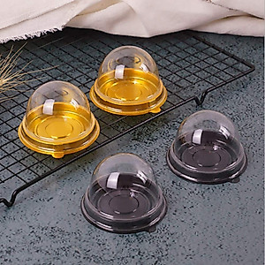 Clear Plastic Mini Cupcake Container,50 PC Mooncake Boxes Muffin Pod Dome Muffin Single Cupcake Holders Individual Cupcake Containers Plastic Disposable (Black, 50pc)