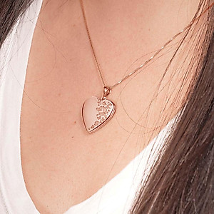 PicturesOnGold.com Personalized Rose Gold Butterflies Heart Photo Locket Necklace for Women - 3/4 inch x 3/4 inch, Rose Gold, Locket Only