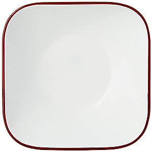 Corelle Vitrelle (22-Oz) Cereal Soup Bowls, Triple Layer Glass and Chip Resistant, Lightweight Square Dinnerware Bowl Set, Splendor, Black Banded, 6-Piece