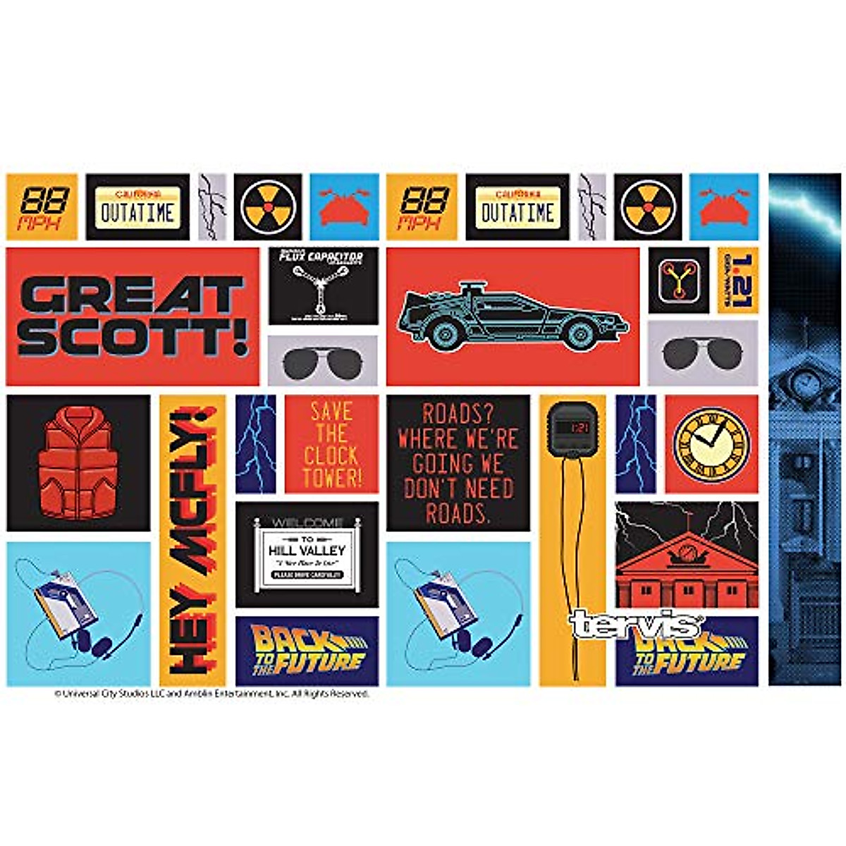 Tervis Triple Walled Back to the Future Insulated Tumbler Cup Keeps Drinks Cold & Hot, 20oz - Stainless Steel, Pattern