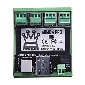 DMXking eDMX4 DIN 4-Port – ArtNet/sACN via Ethernet to DMX 512 Converter with Screw Connectors…