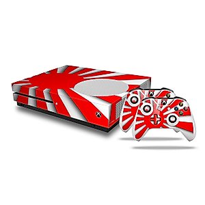 WraptorSkinz Decal Vinyl Skin Wrap Compatible with Xbox One S Console and Controllers - Rising Sun Japanese Flag Red