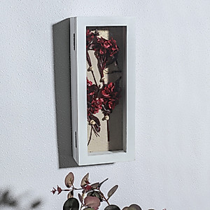 Freezing point Shadow Box Frame 5x12.5 Shadow Boxes Display Case with Linen Back Memorabilia Awards Medals Bouquet Photos Picture Badge Wedding Memory Box for Keepsakes White Small Pin Board White