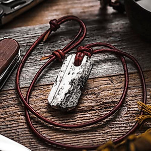 Wazoo Viking Whetstone Pendant | Knife Sharpener Necklace | Arkansas Novaculite on Leather Cord | Norse Inspired Knotwork | MADE IN USA!