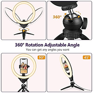 Eicaus Desktop 10'' Selfie Ring Light with Tripod Stand and Cell Phone Holder, Dimmable LED Circle for Computer/Zoom Call/Live Streaming/Makeup/YouTube/TIK Tok, Compatible Most Phones