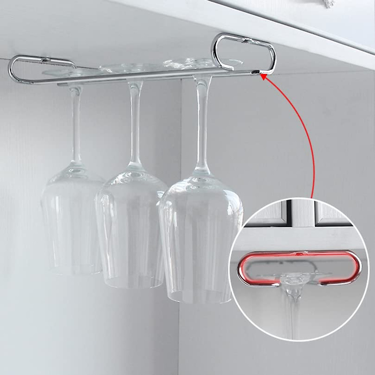 HOJLKLD Wine Glass Rack, 2 Pack Metal Stemware Rack Under Cabinet Wine Glass Holder for Kitchen And Bar (Black)