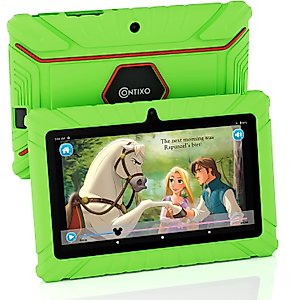 Contixo V8 7” Kids Tablet, 2GB RAM, 32GB Storage, Android 11 GO, Ultimate Learning Tablet for Children with 50+ Disney Storybooks, Kid Proof Protection Case, Green