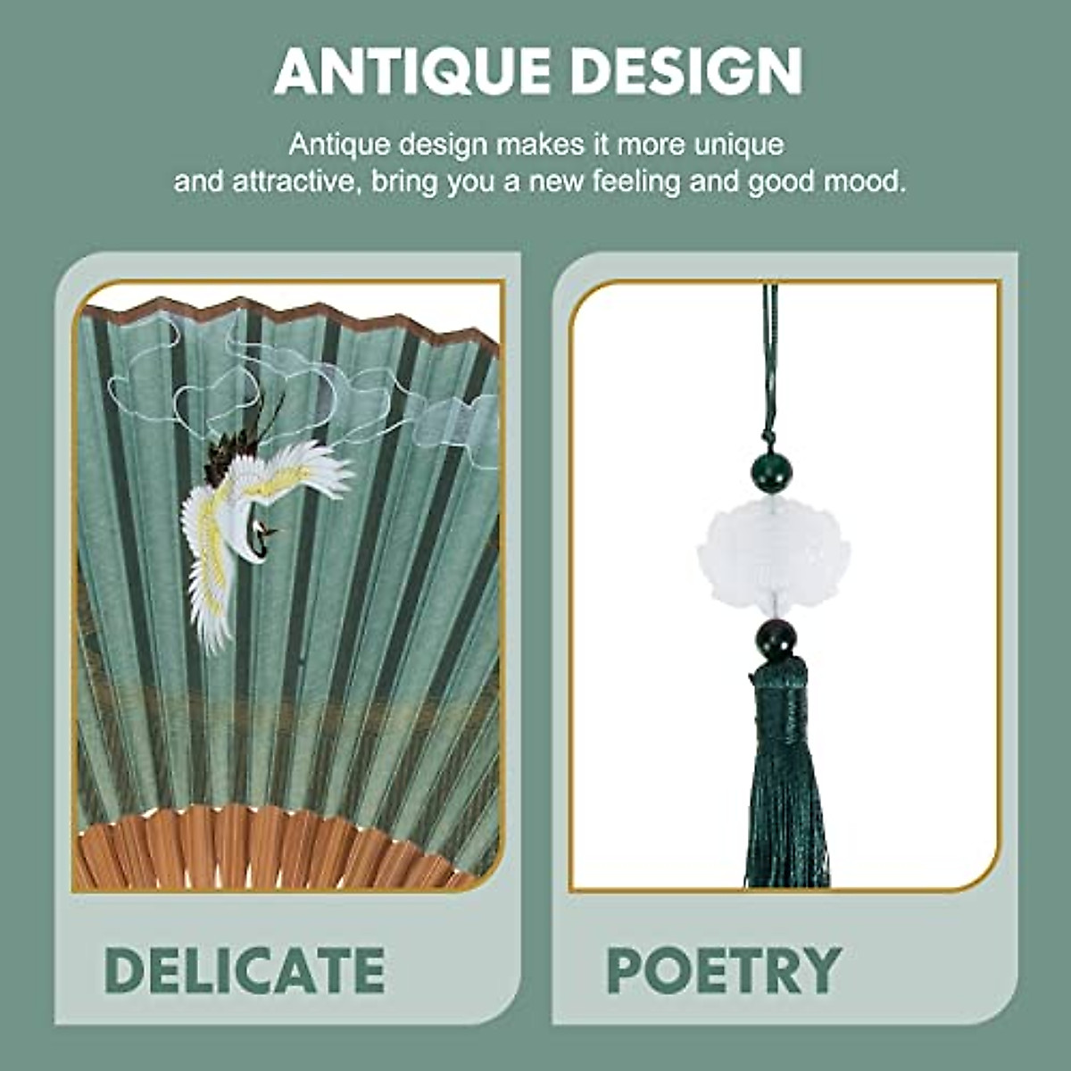 RAZZUM Retro Style Silk Fan Folderable Fan Chinese Style Fan Wall Decoration Costume Collocation Large Wall Decor Fan